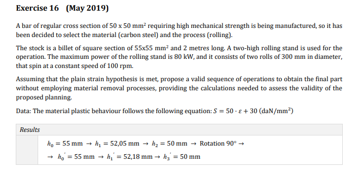 Exercise 16 (May 2019) A bar of regular cross section | Chegg.com