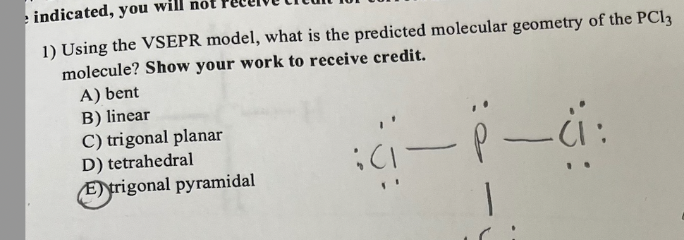Solved 1) Using the VSEPR model, what is the predicted | Chegg.com