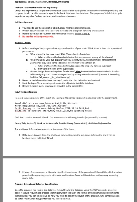 Solved Topics: class, object, instantiation, methods, | Chegg.com