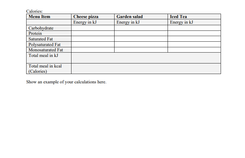 Solved Part III: Energy stored in food: counting calories. | Chegg.com
