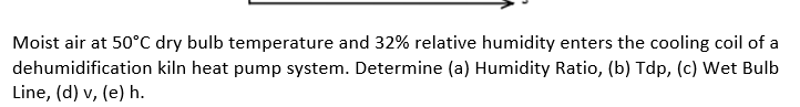 Solved Moist air at 50°C dry bulb temperature and 32% | Chegg.com