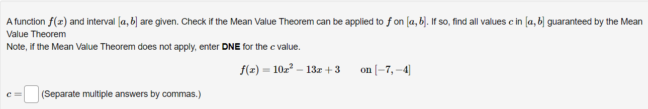 Solved A function f(x) and interval [a, b] are given. Check | Chegg.com