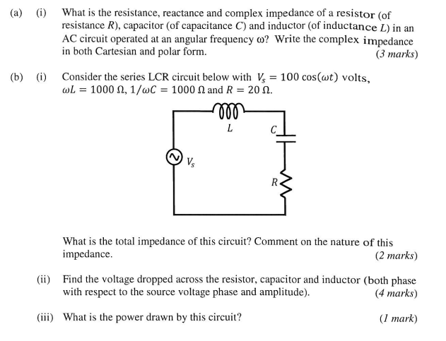 Solved (a) (0) What is the resistance, reactance and complex | Chegg.com