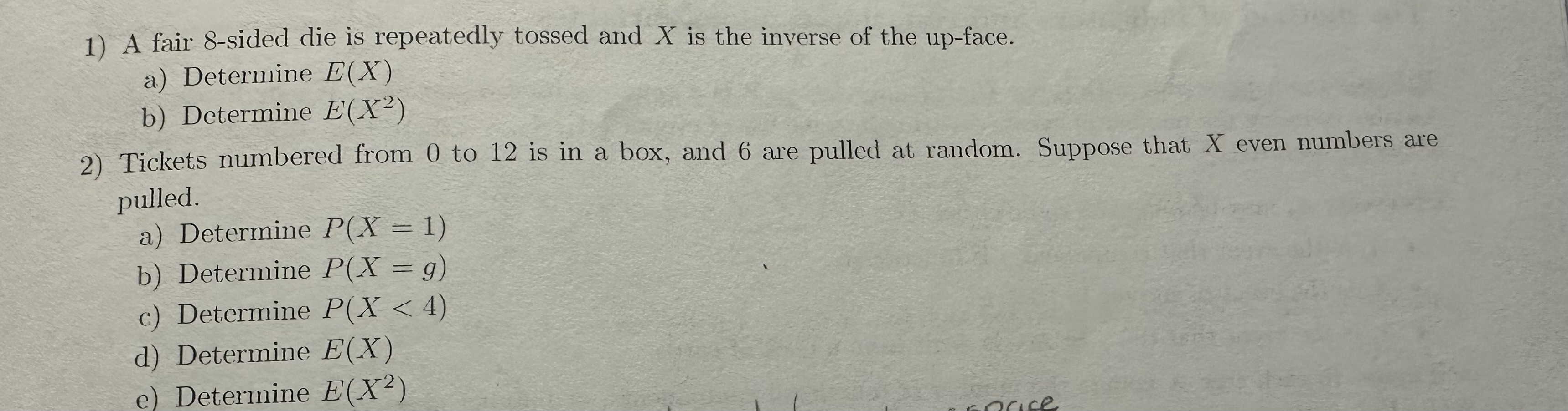 Solved 1-A fair 8 -sided die is repeatedly tossed and x ﻿is | Chegg.com