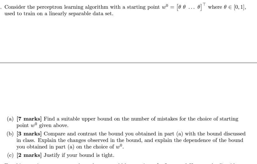 Solved Consider the perceptron learning algorithm with a | Chegg.com