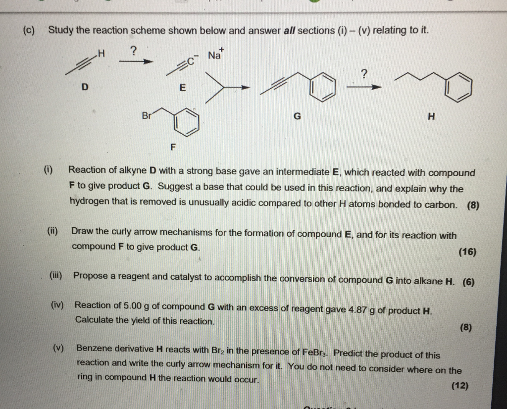 Solved (c) Study the reaction scheme shown below and answer | Chegg.com