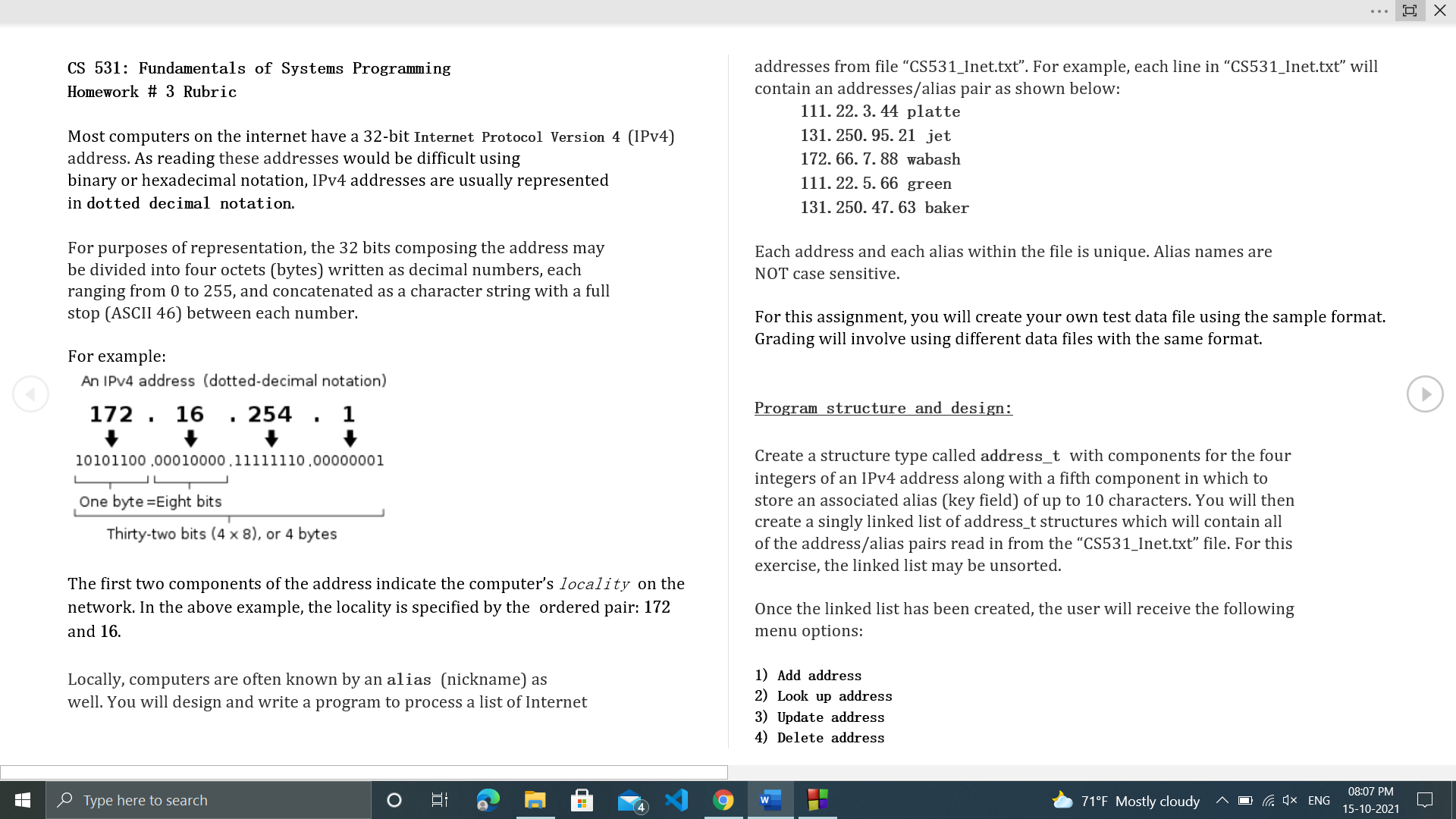 Solved File Tools View HW3_rubric.docx - Protected View - | Chegg.com