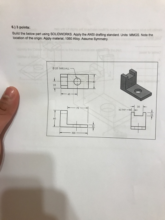 Solved 6.)3 points: Build the below part using SOLIDWORKS. | Chegg.com
