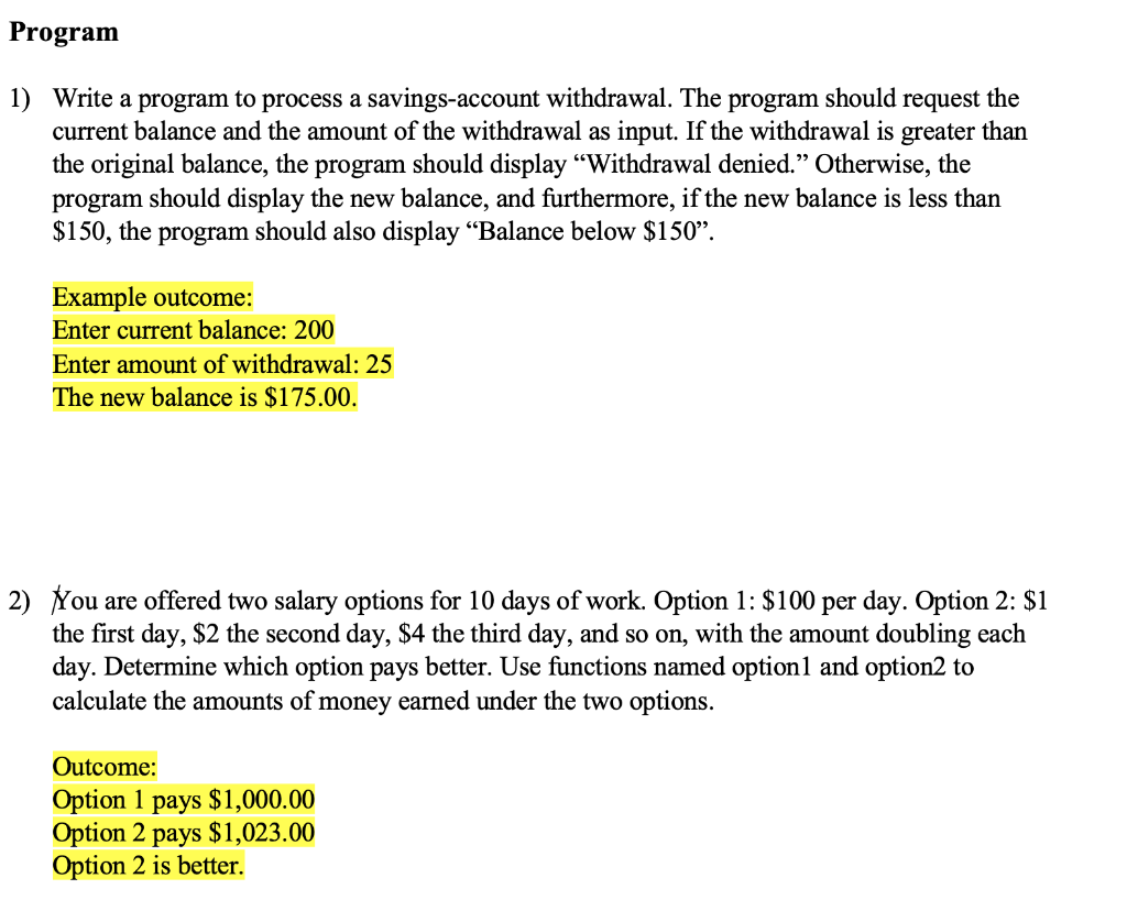 Solved Program 1) Write a program to process a | Chegg.com