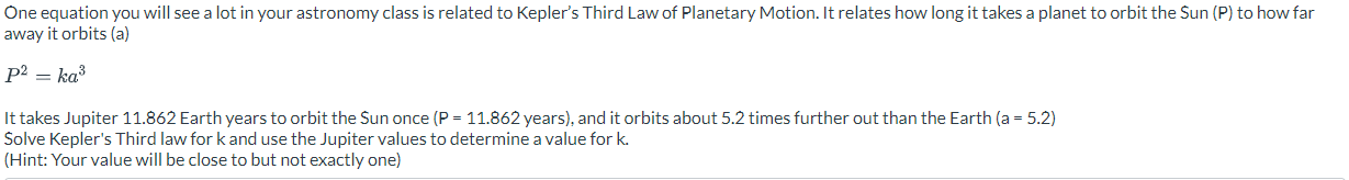 Solved One equation you will see a lot in your astronomy | Chegg.com