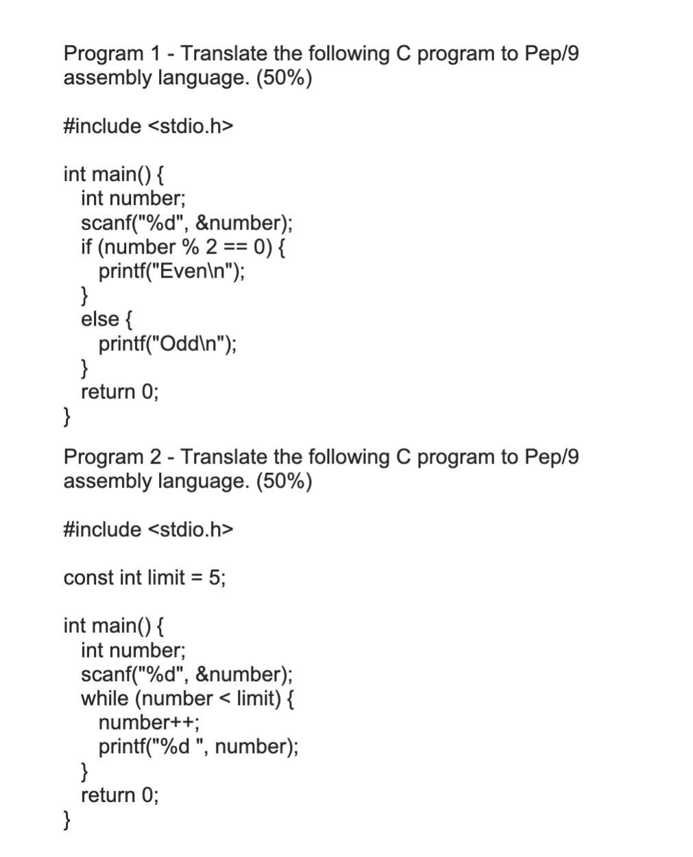 Solved Program 1 Translate The Following C Program To 7209