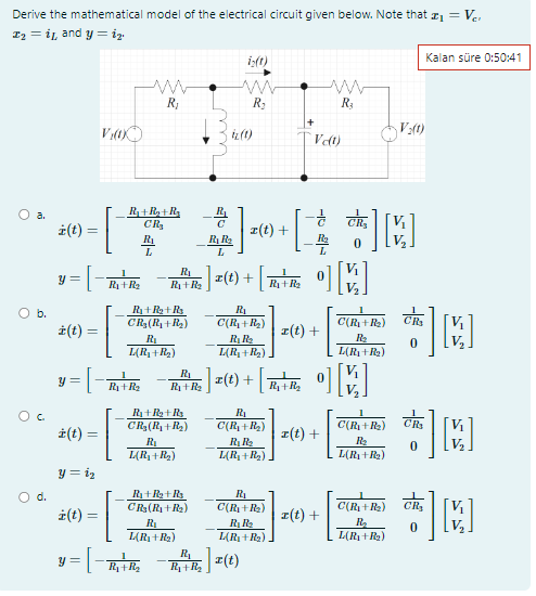 Solved Derive the mathematical model of the electrical | Chegg.com