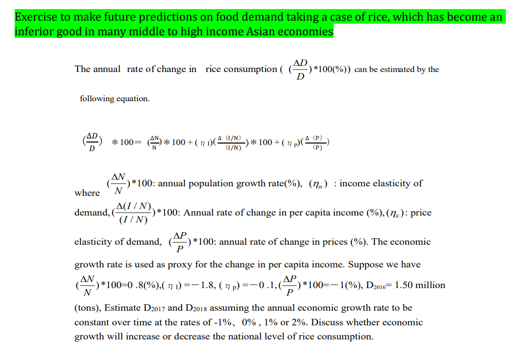 Solved Exercise to make future predictions on food demand | Chegg.com