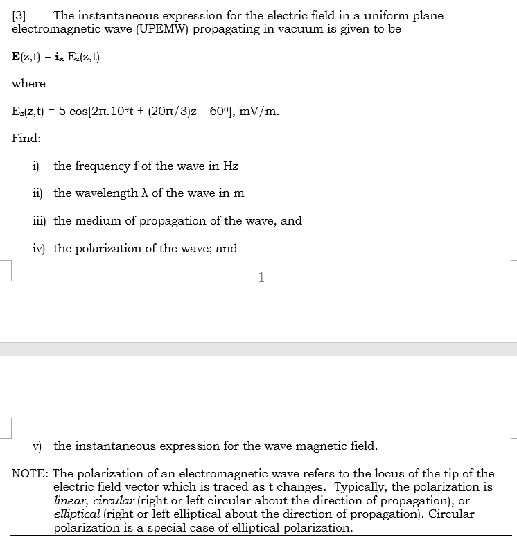 Solved [3] The instantaneous expression for the | Chegg.com