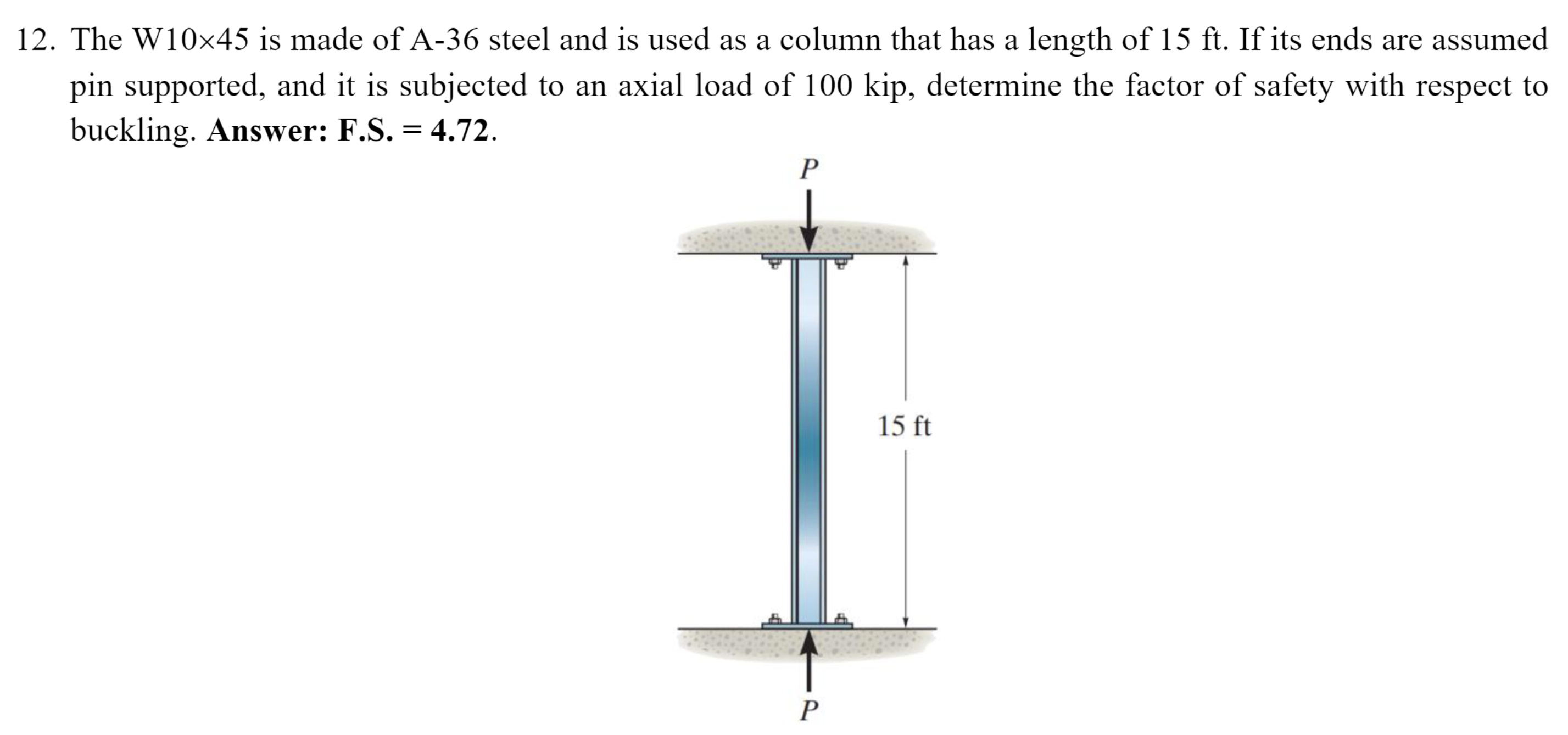 Solved 2. The W 10×45 is made of A- 36 steel and is used as | Chegg.com
