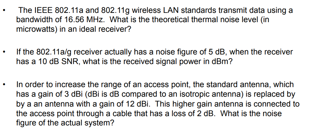 Solved The IEEE 802.11a and 802.11g wireless LAN standards | Chegg.com