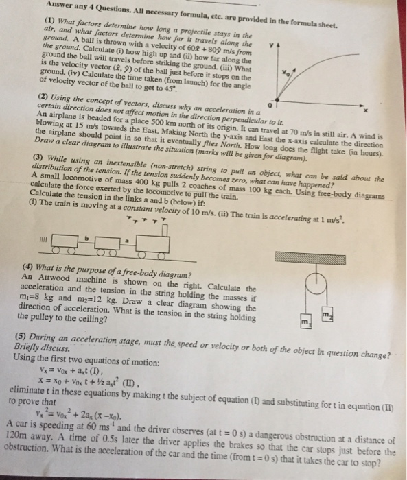 Solved Answer any 4 Questions. All necessary formula, etc. | Chegg.com