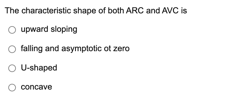 Solved The characteristic shape of both ARC and AVC is O | Chegg.com