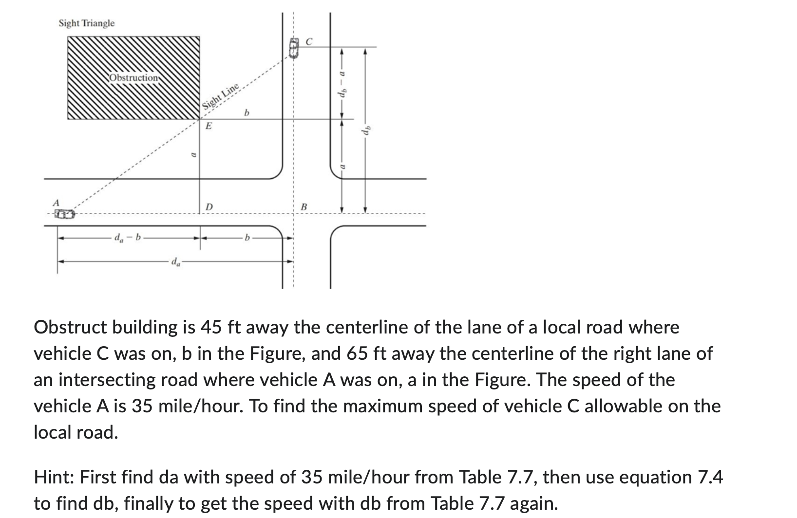 Solved Obstruct building is 45ft away the centerline of the | Chegg.com