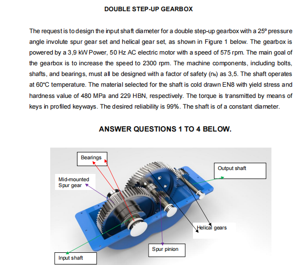 Solved DOUBLE STEP-UP GEARBOX The request is to design the | Chegg.com