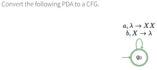 Solved Convert the following PDA to a CFG a, A-XX | Chegg.com