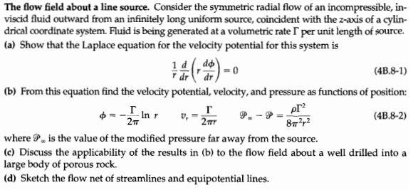 Solved The flow field about a line source. Consider the | Chegg.com