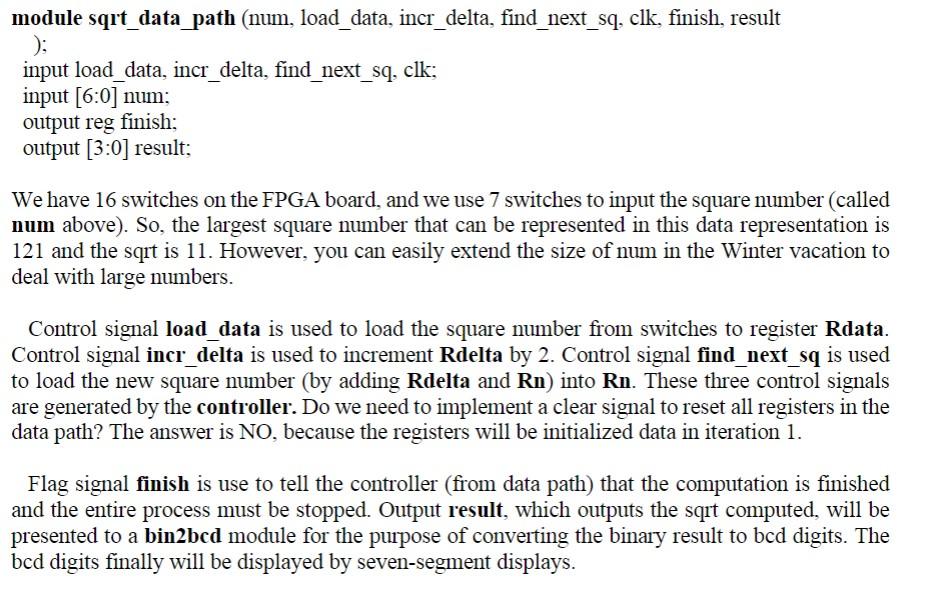 [Solved]: Given the description, algorithm, and circuit diag