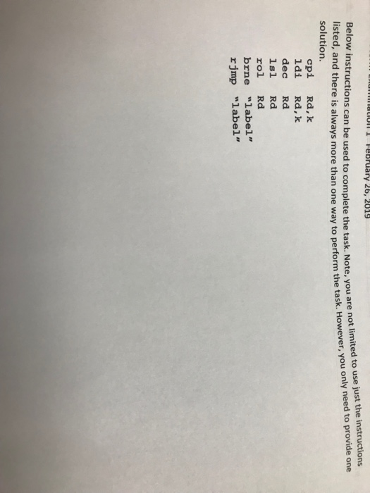 Write an AVR assembly program to shift a 32-bit | Chegg.com