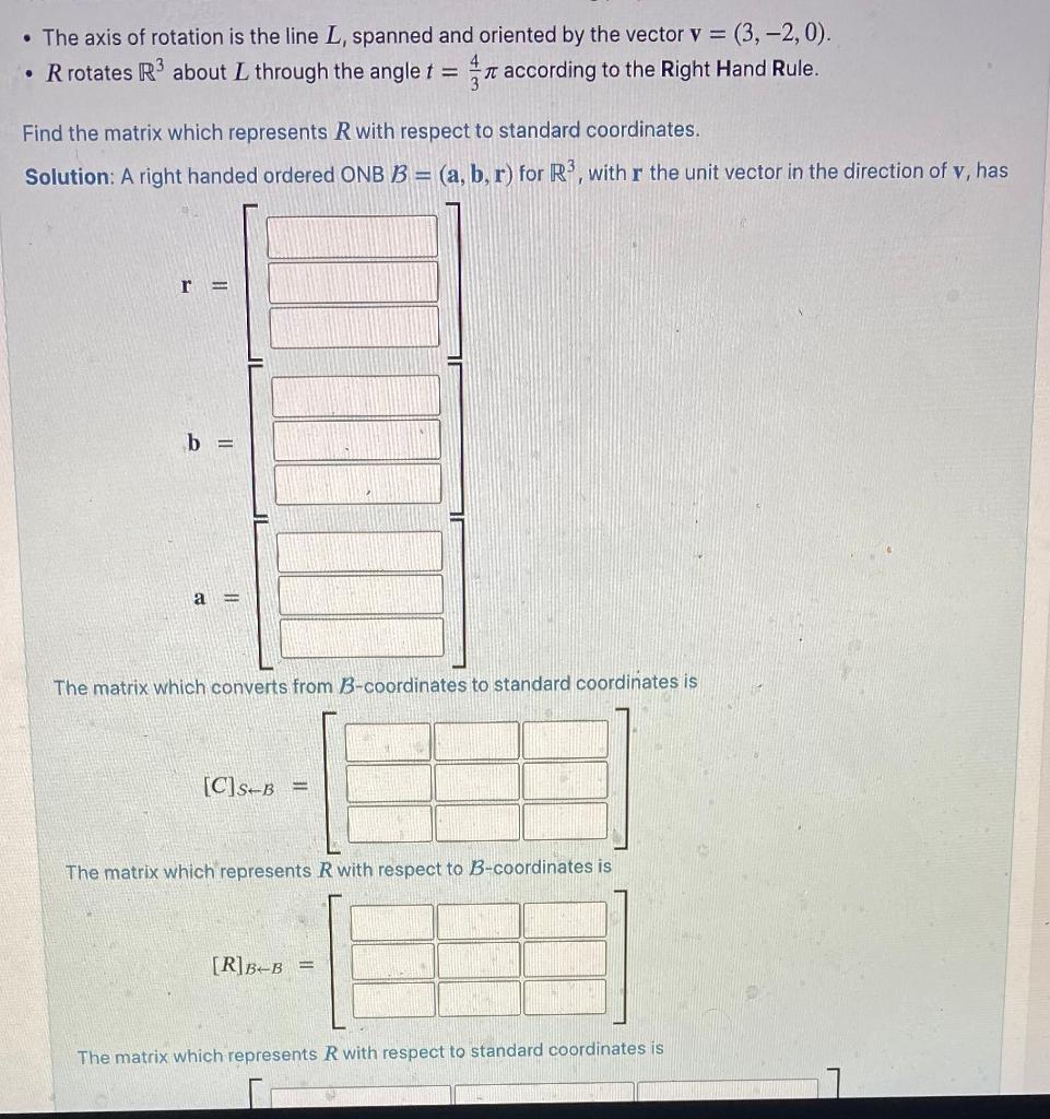 Solved • The axis of rotation is the line L, spanned and | Chegg.com
