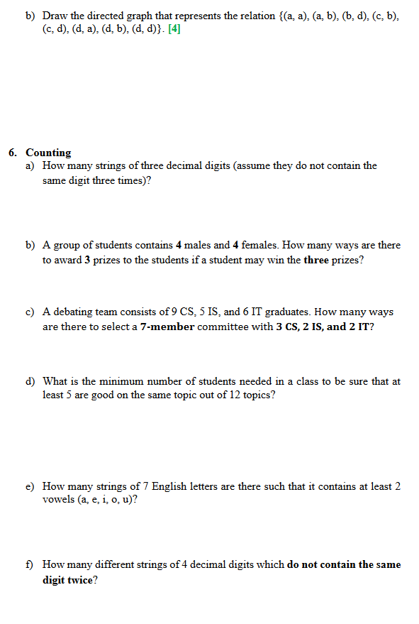 Solved b) Draw the directed graph that represents the | Chegg.com