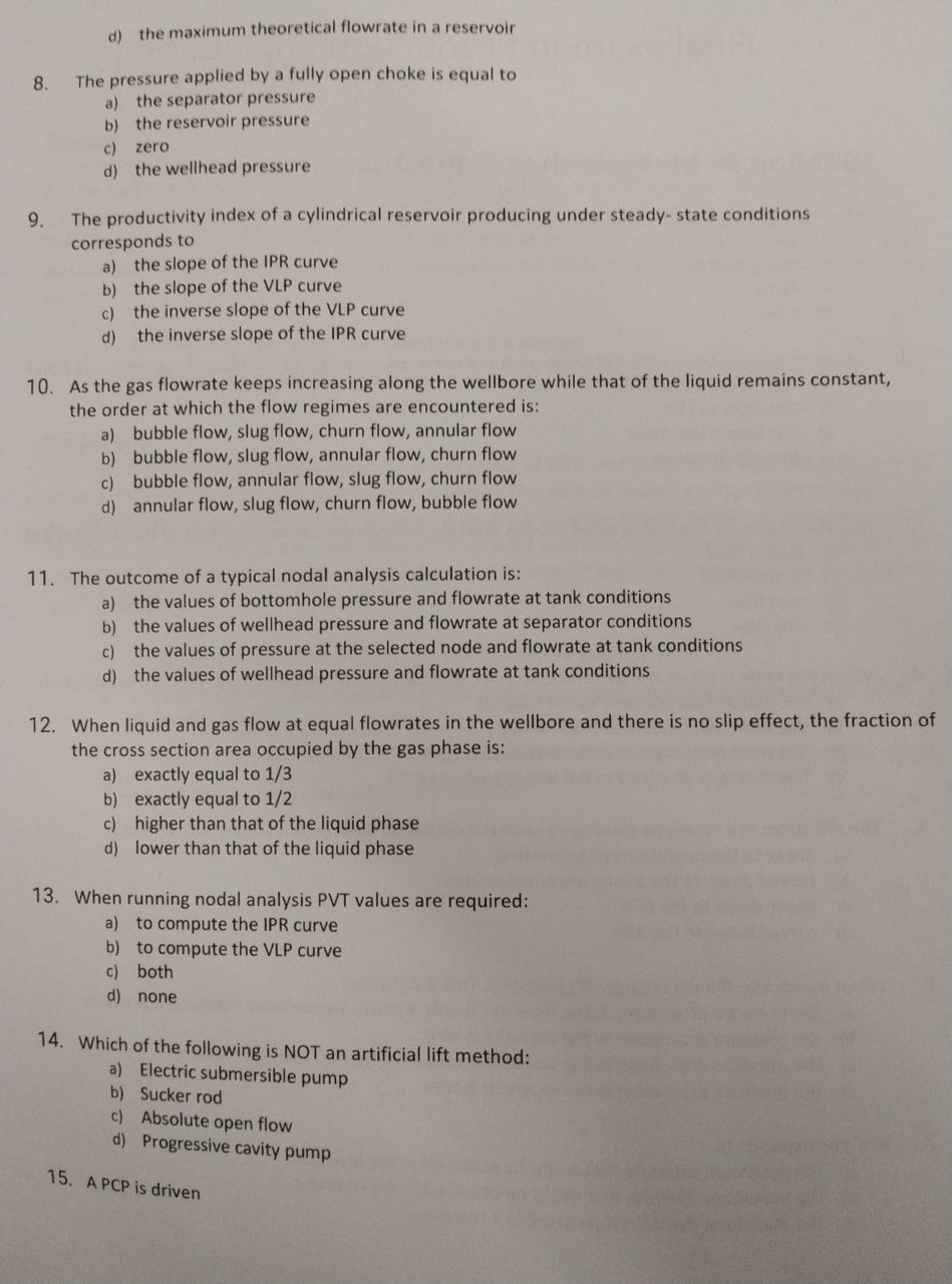 Solved d) ﻿the maximum theoretical flowrate in a | Chegg.com
