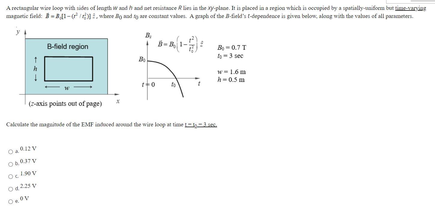 Solved A rectangular wire loop with sides of length W and h | Chegg.com