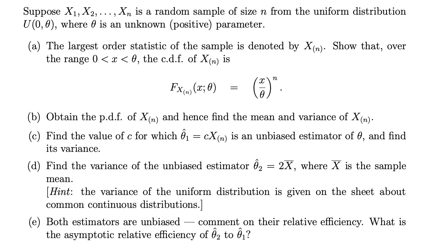 Suppose X1, X2, ..., Xn is a random sample of size n | Chegg.com