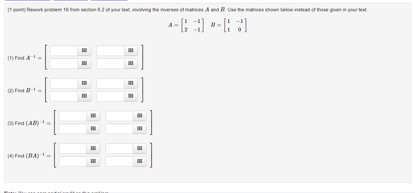 Solved (1 point) Rework problem 18 from section 6.2 of your | Chegg.com