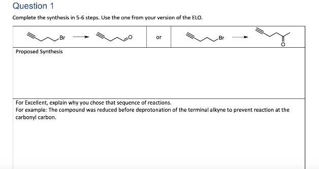 Solved Question 1 Complete the synthesis in 5-6 steps. Use | Chegg.com