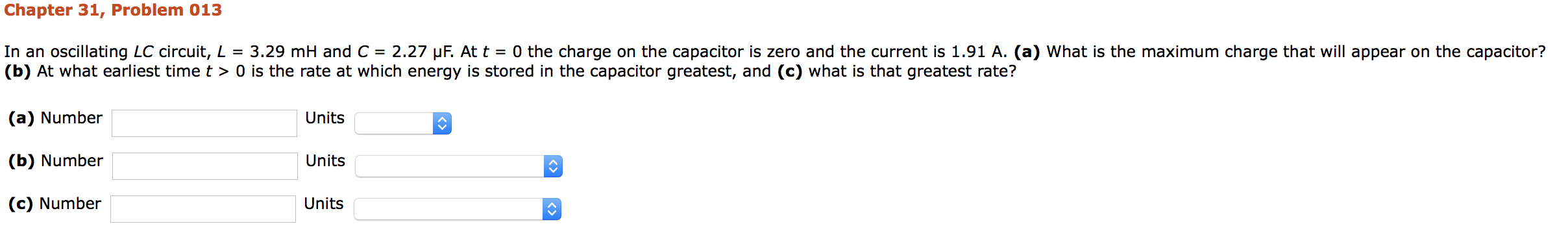 Solved Chapter 31, Problem 013 In an oscillating LC circuit, | Chegg.com