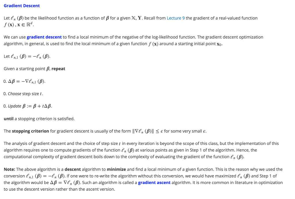 Solved Gradient Descent Leten (B) be the likelihood function | Chegg.com