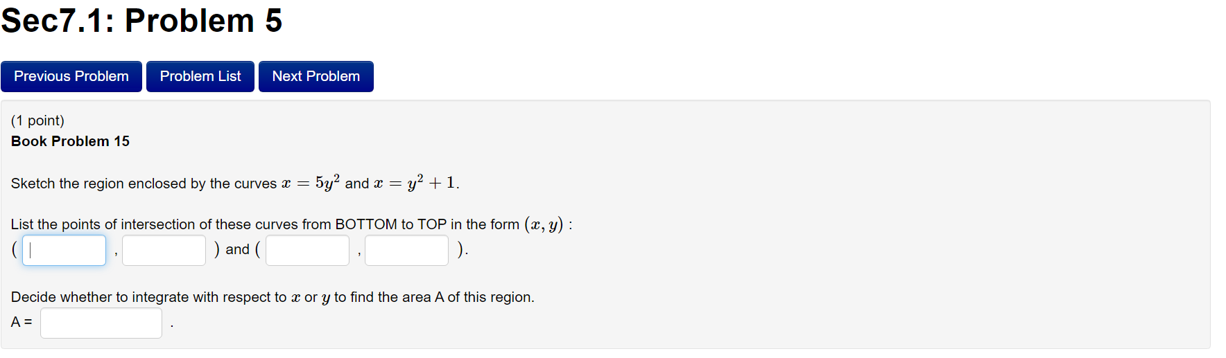 Solved Sec7.1: Problem 5 Previous Problem Problem List Next | Chegg.com