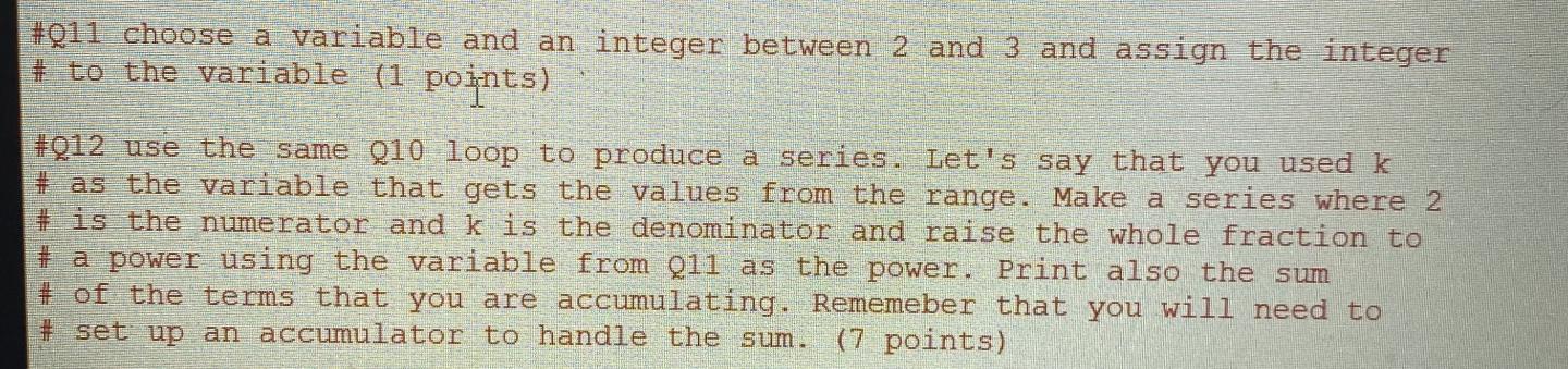 Solved #Q11 choose a variable and an integer between 2 and 3 | Chegg.com
