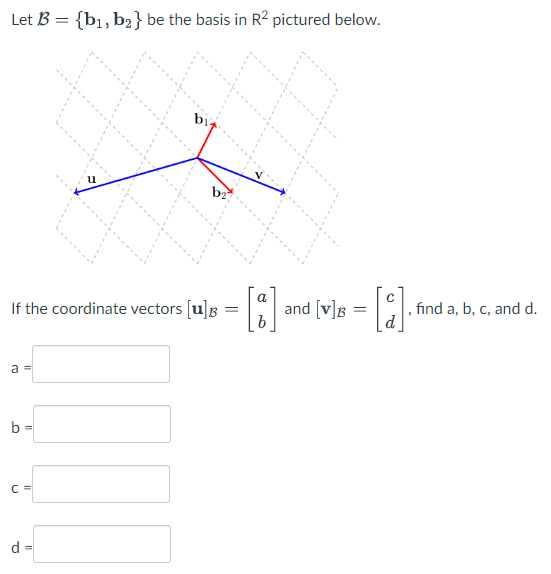 Solved Let B={b1,b2} be the basis in R2 pictured below. If | Chegg.com