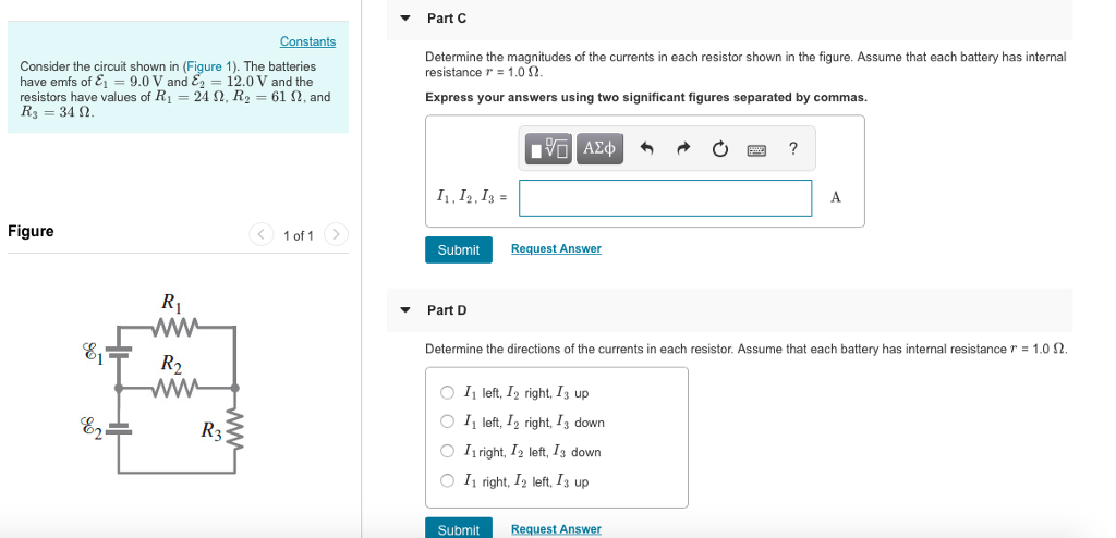 Solved Part C Constants Determine the magnitudes of the | Chegg.com