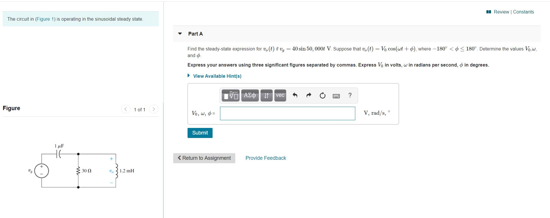 Solved m Review Constants The circuit in (Figure 1) is | Chegg.com Solved m Review Constants The circuit in (Figure 1) is | Chegg.com