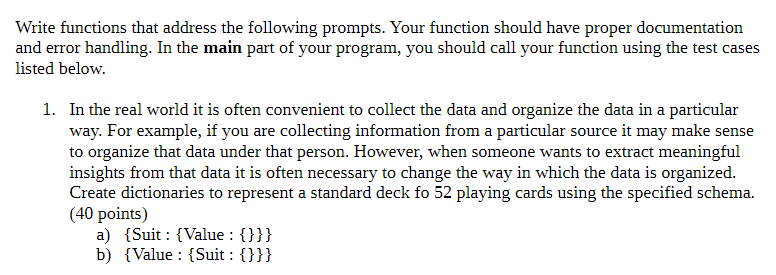 Write Functions That Address The Following Prompts 