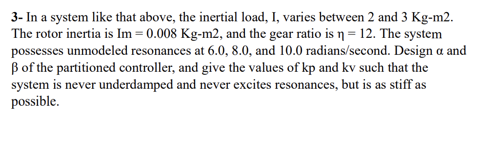 Solved 3- In a system like that above, the inertial load, I, | Chegg.com