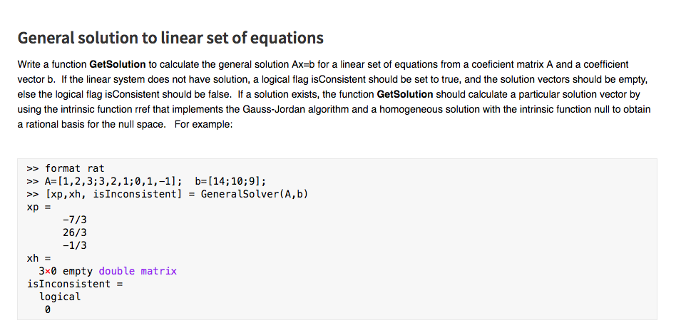 General solution to linear set of equations Write a | Chegg.com