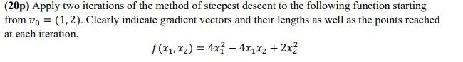 Solved 20p Apply Two Iterations Of The Method Of Steepest