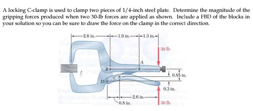 Solved A locking C-clamp is used to clamp two pieces of | Chegg.com