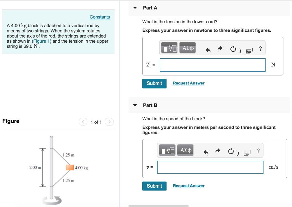 Solved Part A Constants What is the tension in the lower | Chegg.com