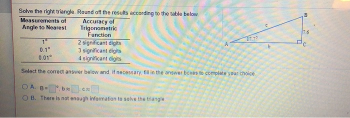 Solved Solve the right triangle. Round off the results | Chegg.com