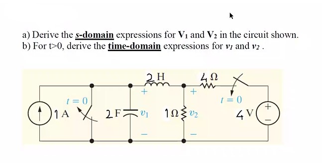 Solved a) Derive the s-domain expressions for V1 and V2 in | Chegg.com
